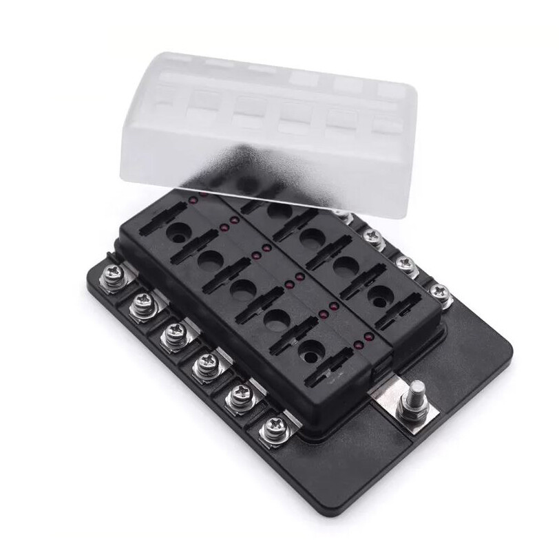 12 Channel Auto Blade Fuse Box - With LED Motorobit - Motorobit.com