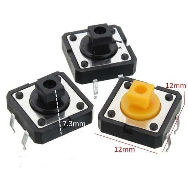 12x12x7.3mm 4 Pinli Sarı Push Buton - Tact Switch 12X12 Tact Switch ...