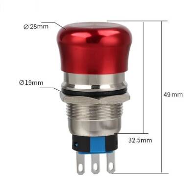 19M-Q1 19mm Metal Emergency Stop Button Motorobit - Motorobit.com
