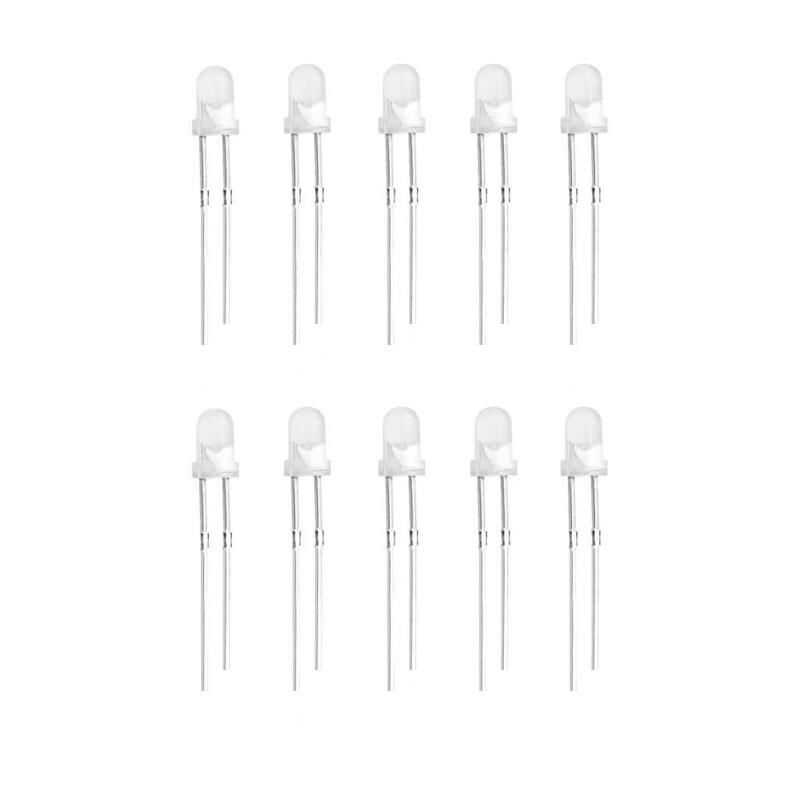 3mm White Led Package Short Leg - 10 Pcs Motorobit - Motorobit.com