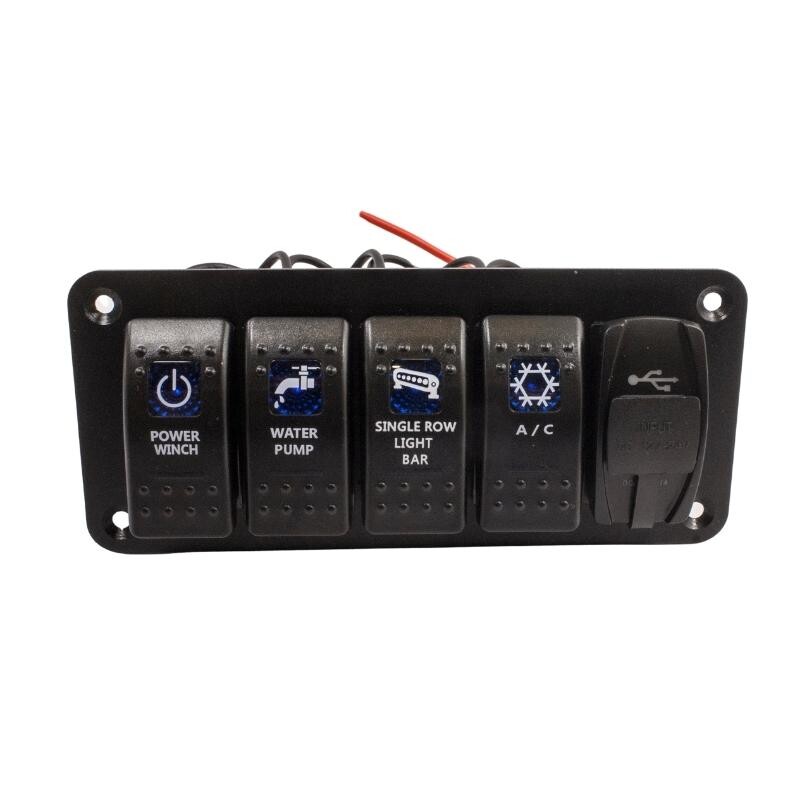 4'lü ON-OFF Işıklı Anahtar Switch Panel 2x 5V 3.1A USB Marin Anahtar Paneli Motorobit ...
