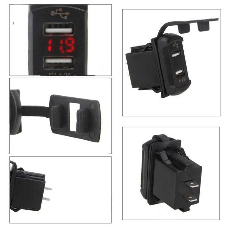 5V 2.1A Dual Output USB Charging Module Red with Display Motorobit ...