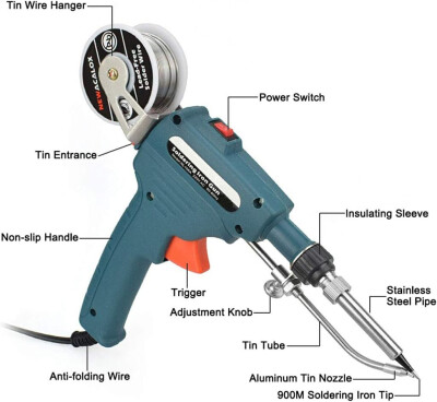 60W Flat Tip Gun Soldering Iron - With Solder Wire Feed Motorobit ...