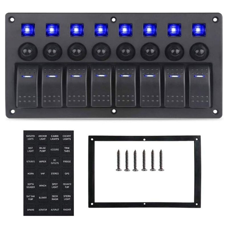 8-way Blue ON-OFF Switch Panel - Overcurrent Protection Motorobit ...