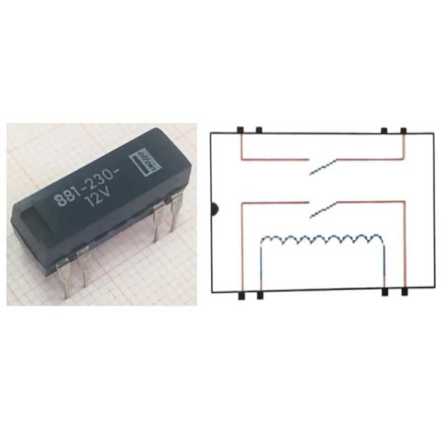 881-230-12V Reed Relay Double Contact N/O 12VDC 0.5A Motorobit ...