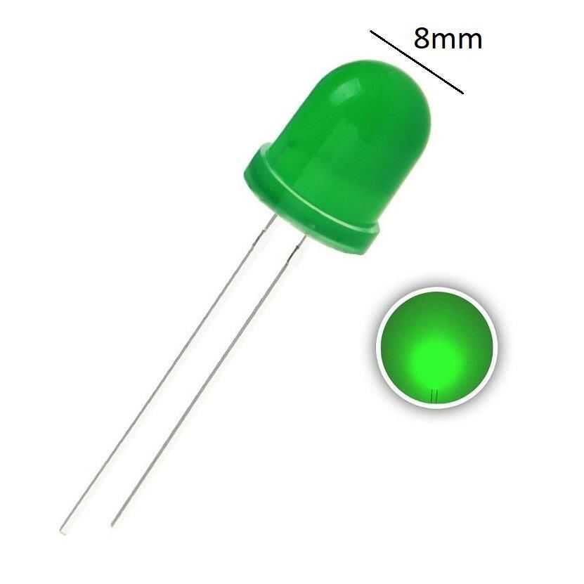8mm Green LED - 10 Pieces Motorobit - Motorobit.com