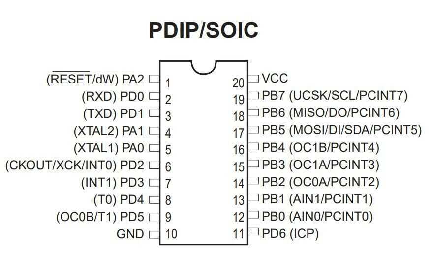 ATTINY2313-20PU DIP-20 20MHz Mikrodenetleyici Atmel Mikrodenetleyici Atmel - Motorobit.com