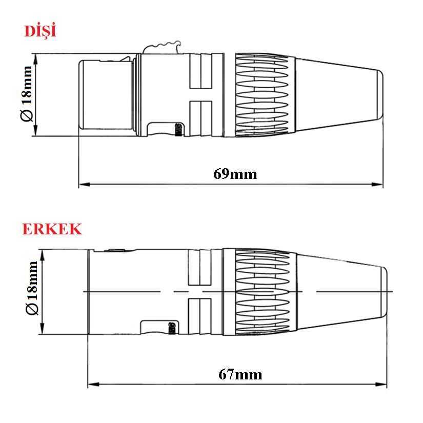 Canon / XLR 4 Pin Jack - Dişi Canon Jak Motorobit - Motorobit.com