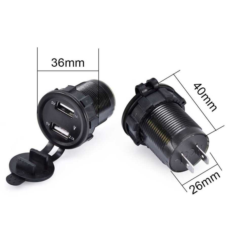 Car Phone Charging Socket with Voltage Indicator 5V 2.1A White ...