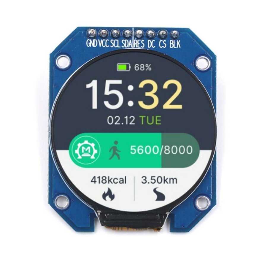 GC9A01 1.28'' 240x240 Oled Grafik Lcd Ekran - Kare PCB Oled Lcd Display Motorobit - Motorobit.com