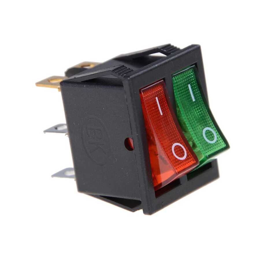 KCD4 Dual Illuminated ON-OFF Switch Red Green 6 Pin Motorobit ...