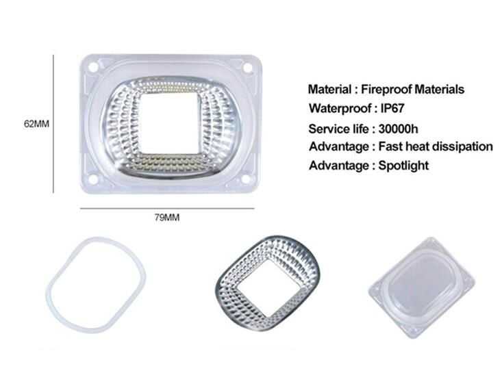 Lens + Reflector + Sealing Silicone Ring for 50W Cob Led Motorobit ...