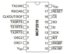 MCP2515-I/SO SOIC-18 SMD CAN Bus Entegresi MAX/MCP/OP/TC/TDA Serisi Motorobit - Motorobit.com