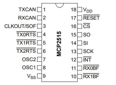 MCP2515-I/SO SOIC-18 SMD CAN Bus Entegresi MAX/MCP/OP/TC/TDA Serisi Motorobit - Motorobit.com