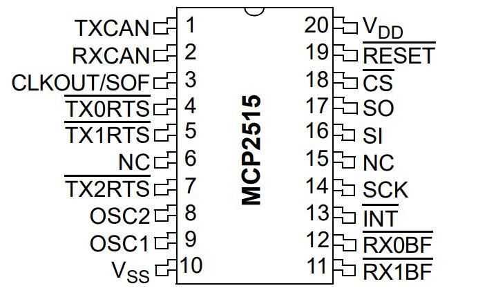 MCP2515-I/ST TSSOP-20 SMD CAN Bus Entegresi MAX/MCP/OP/TC/TDA Serisi Motorobit - Motorobit.com