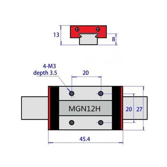 MGN12H Ball Bearing Block - MGN12H Car Motorobit - Motorobit.com