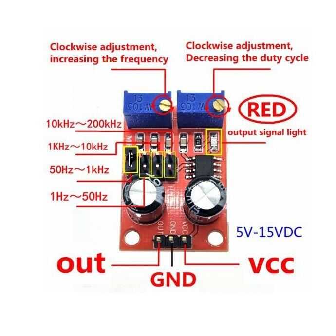 NE555 Adjustable Square Wave Signal Generator 1Hz - 200kHz Motorobit - Motorobit.com