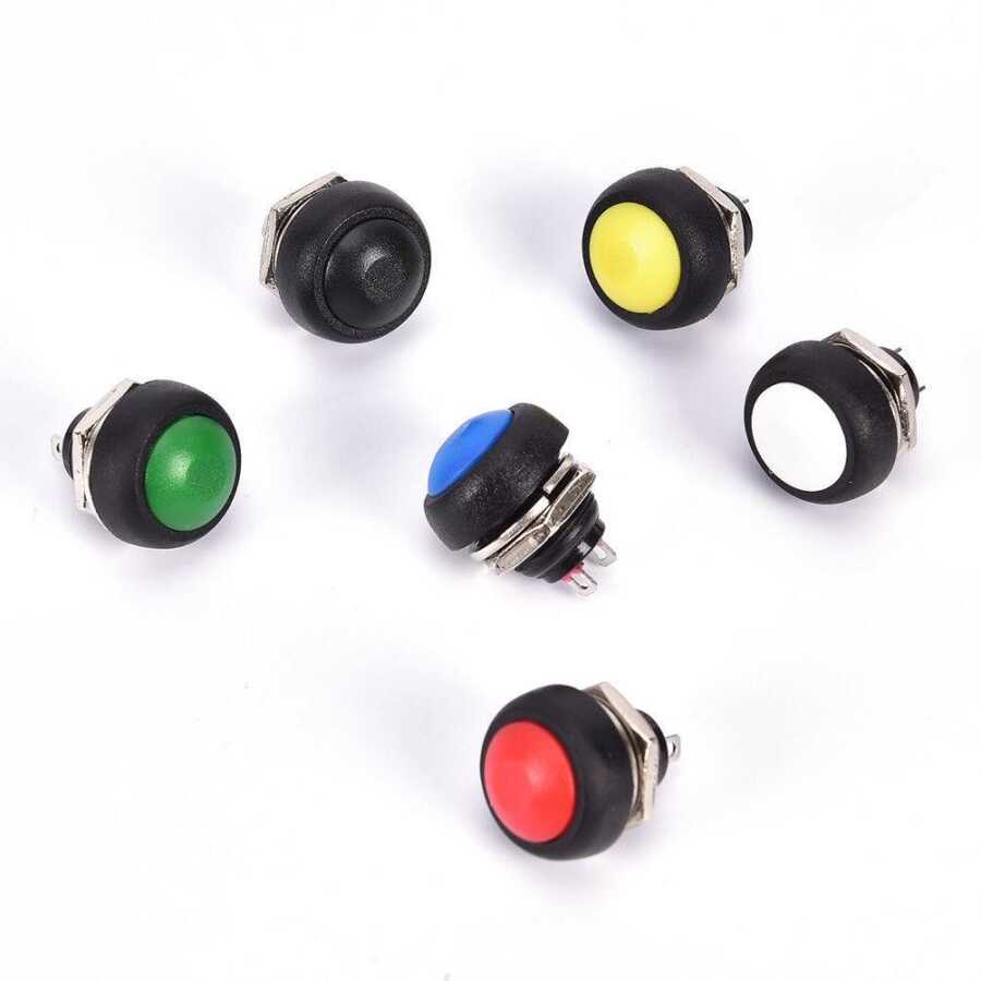 PBS-33B 12mm Push Buton - Mavi Push Buton Switch Motorobit - Motorobit.com