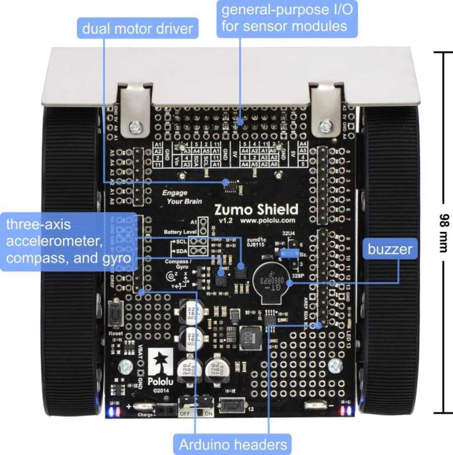 Pololu Zumo Robot Arduino Uyumlu v1.2 (75: 1 HP Motor) Paletli Robot ...