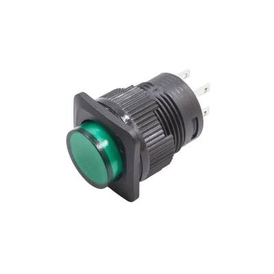 RL16-504B 16MM Led Plastic Push Button Green Motorobit - Motorobit.com