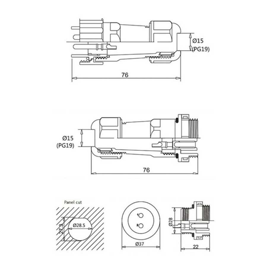 SD28 7 Pin 28mm Waterproof Connector Kit Motorobit - Motorobit.com