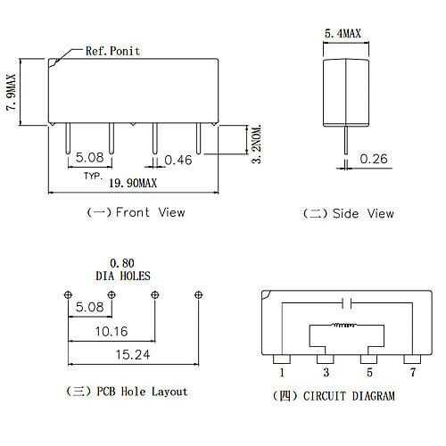 SIP-1A05 5V 1A Reed Relay - 4-Pin Motorobit - Motorobit.com
