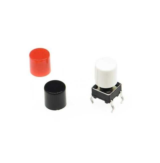 Tact Switch Kapağı Çap 3.1mm Siyah - 6x6mm Switch ile Uyumlu 6X6 Tact ...