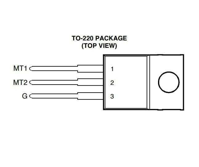 TIC226D - TO220 8A 400V Triac Motorobit - Motorobit.com
