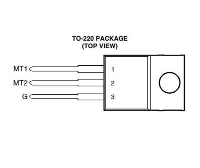 TIC226D - TO220 8A 400V Triac Motorobit - Motorobit.com