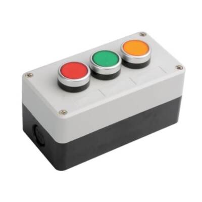 Triple Push Button Box - Red / Green / Yellow Motorobit - Motorobit.com