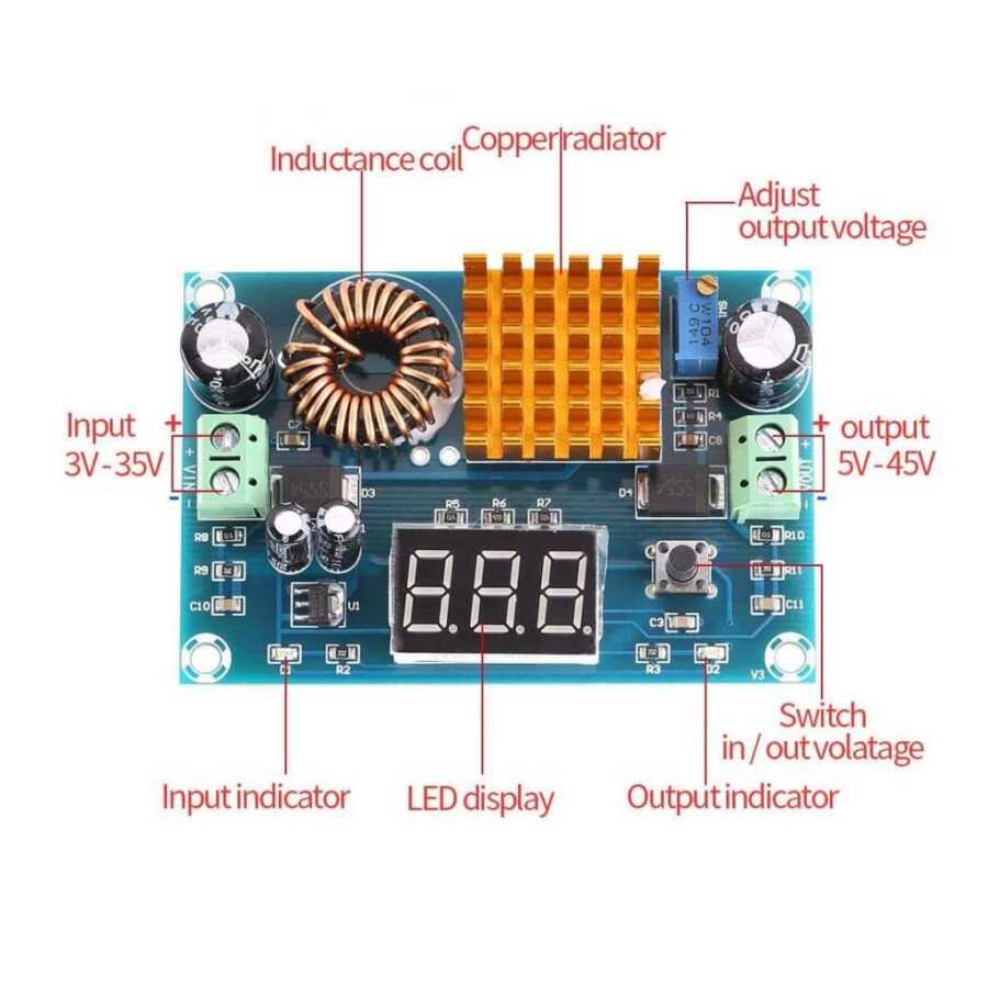 VHM-411 5A 100W Voltage Booster Step Up Regulator Board Motorobit - Motorobit.com