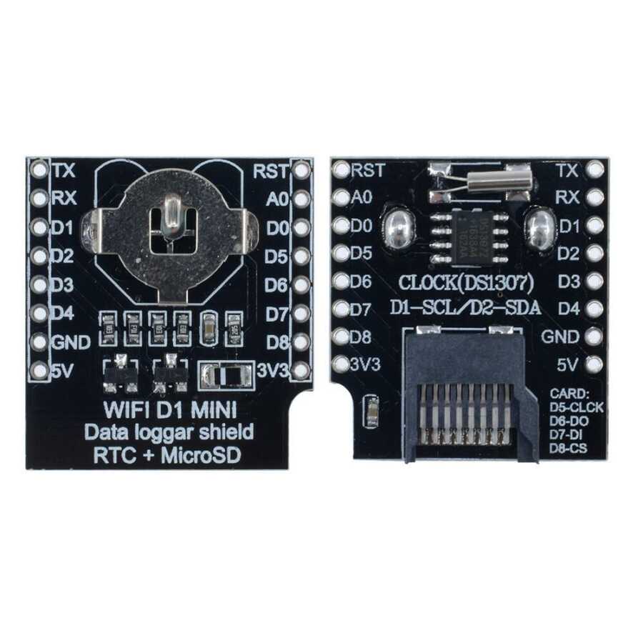 Wemos D1 Mini Data Logger + RTC DS1307 Modüller Motorobit - Motorobit.com